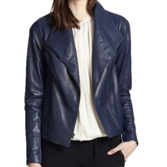 Vince | Jackets & Coats | Vince Navy Leather Jacket | Poshmark